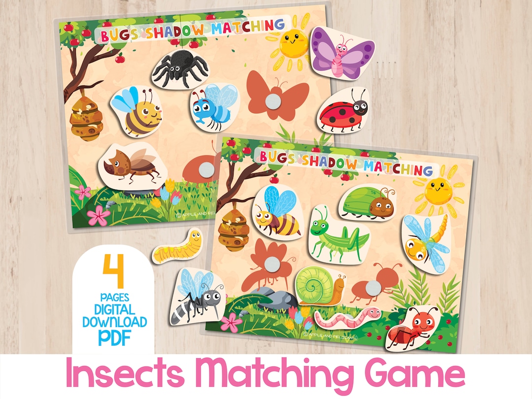 Insects Bugs Shadow Matching Activity, Toddler Busy Book Page ...