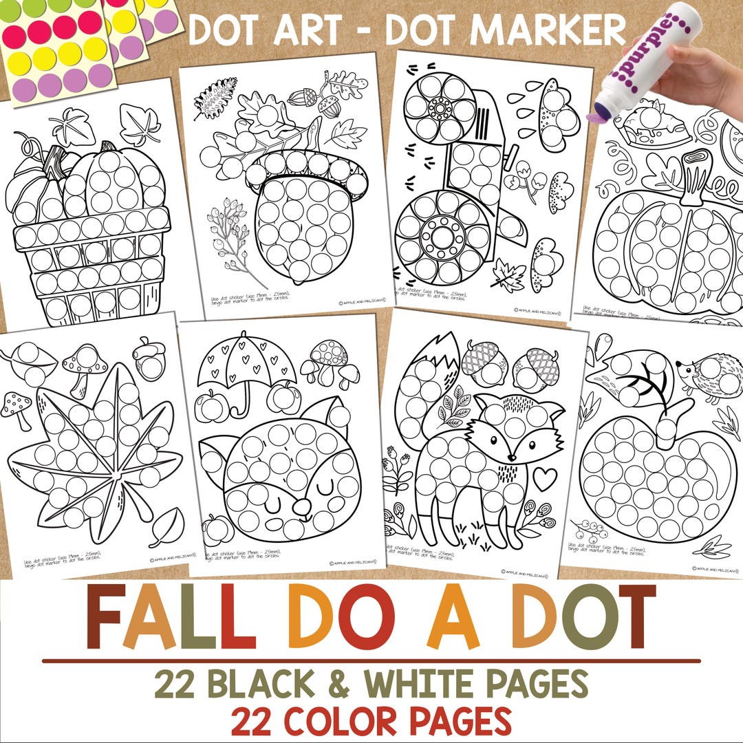 Fall Do a Dot Marker Coloring Pages for Kids, Do A Dot Activity, Autumn ...