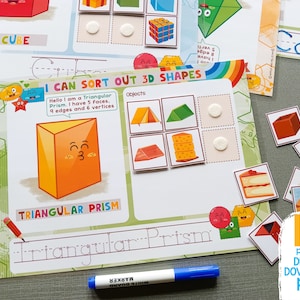 3D Shapes Sorting Activities Shapes Matching Game, Toddler Busy Book ...