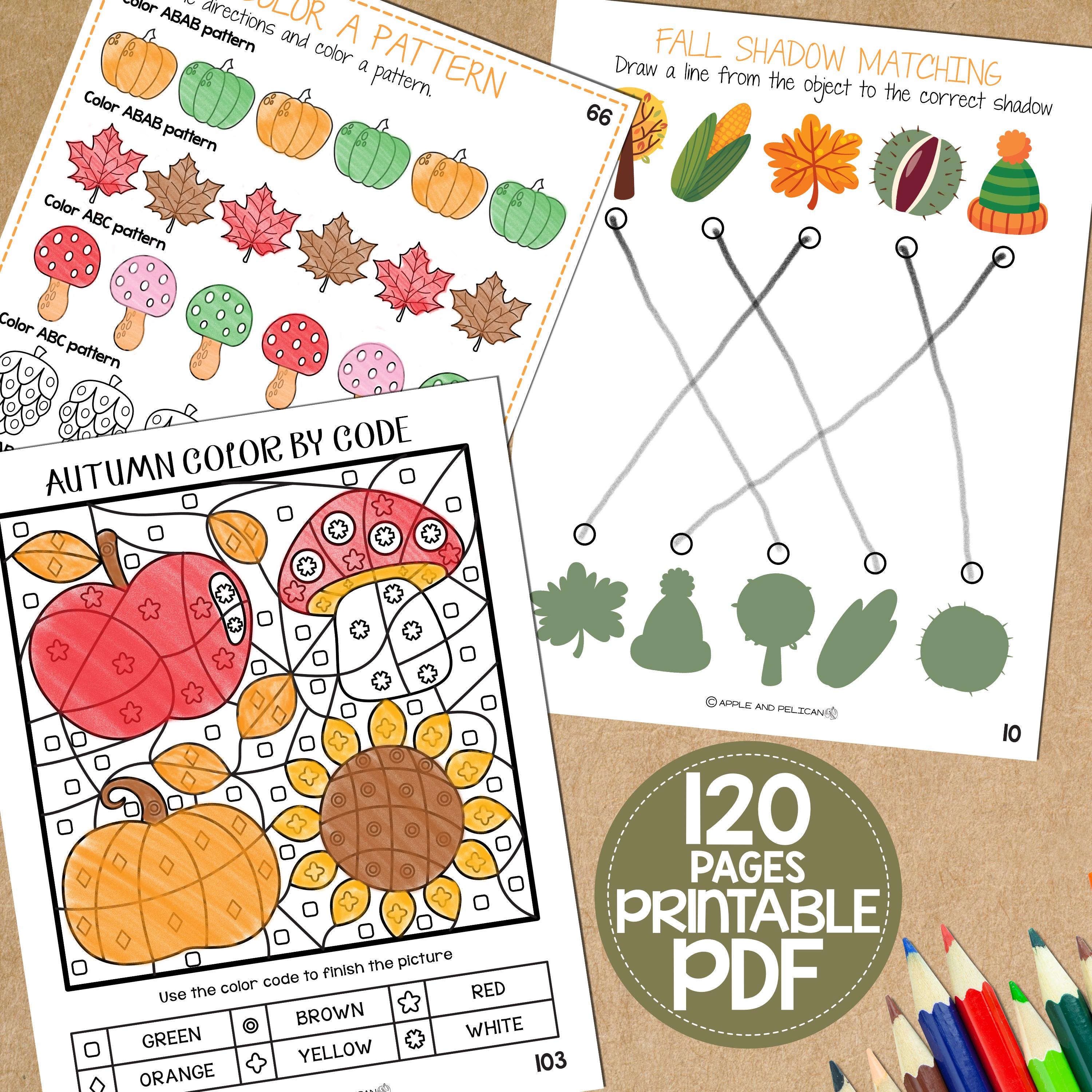 Fall Preschool Kindergarten Activity Packet, Fall Kid Activity ...