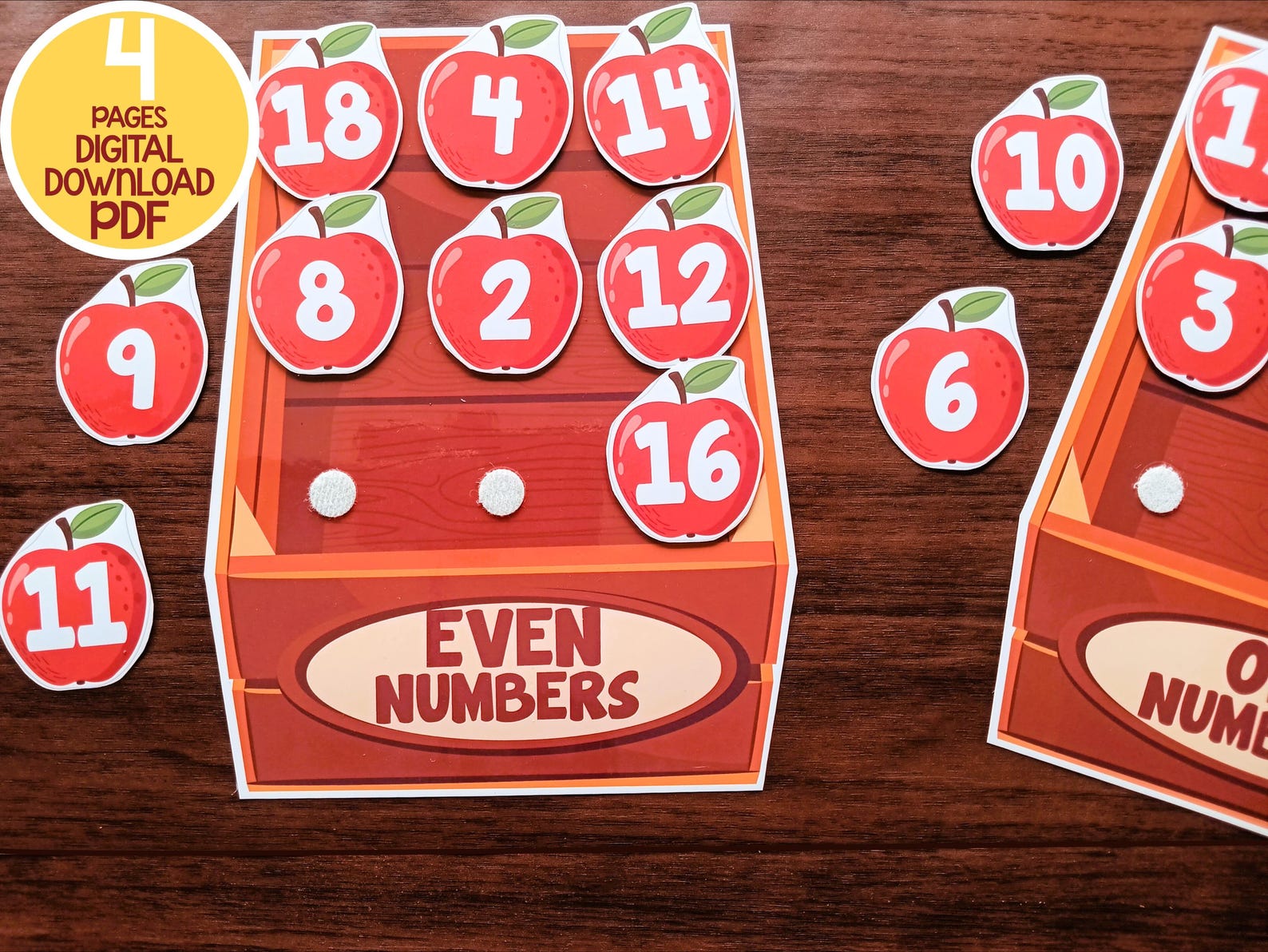 Math Activity Even and Odd Number Sorting Preschool Printable, Apple ...