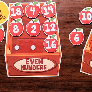 Math Activity Even and Odd Number Sorting, Apple Fall Activity ...