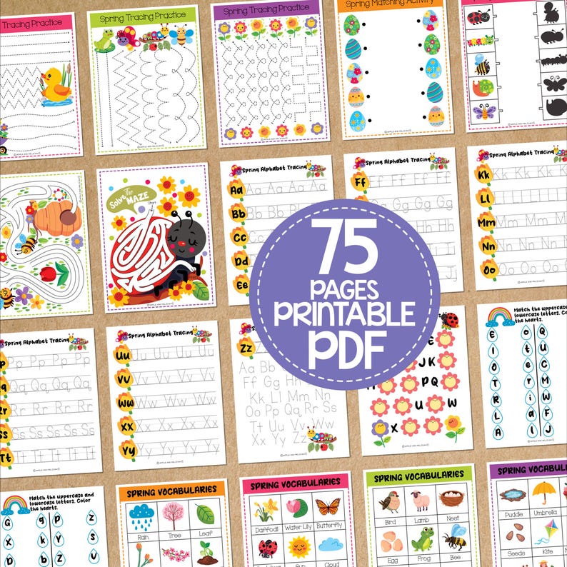 Spring Printable Kid Activity Preschool Packet, Kindergarten Homeschool ...