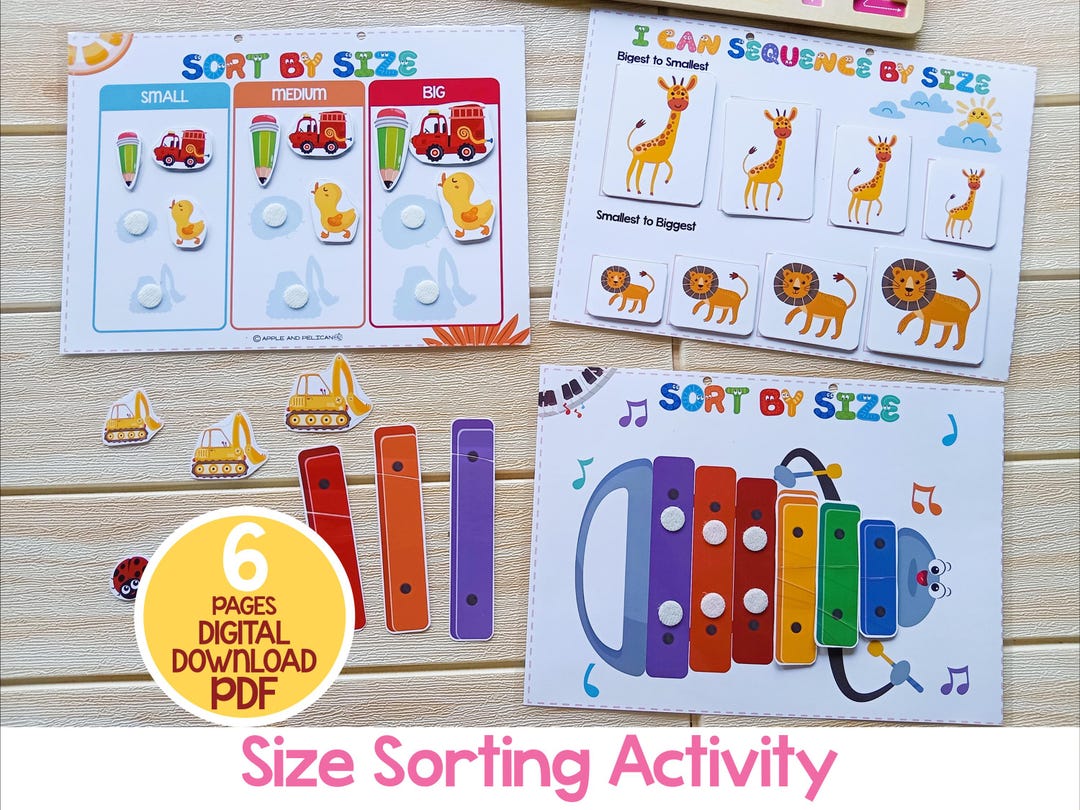 Size Sorting Activities, Sort by Size Binder, Toddler Busy Book ...