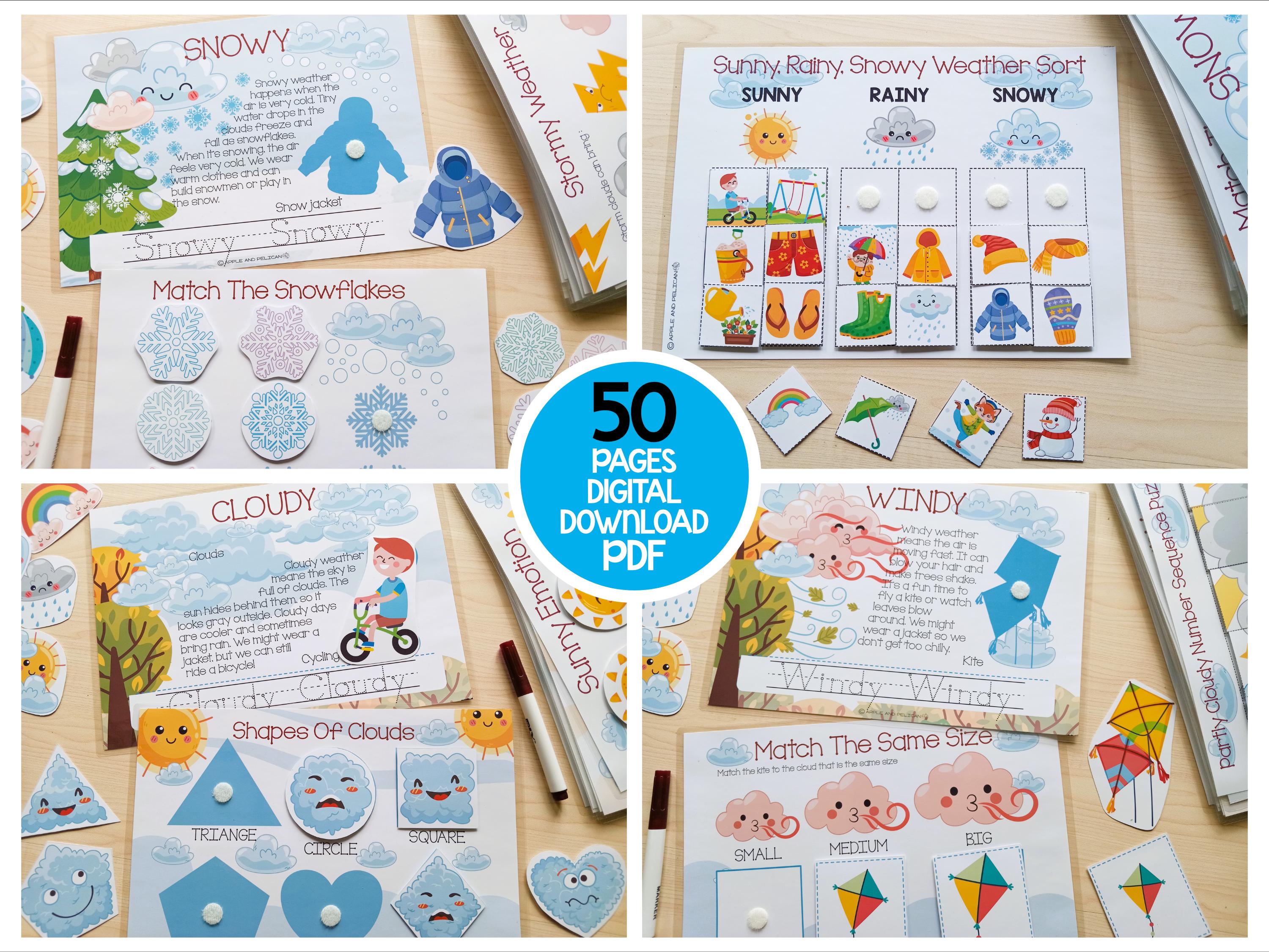 Weather Learning Binder, Printable Toddler Busy Book, Montessori ...