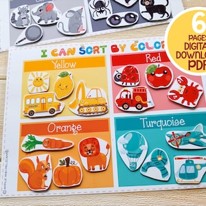 Color Matching Sorting Activity for Kids, Printable Toddler Color ...
