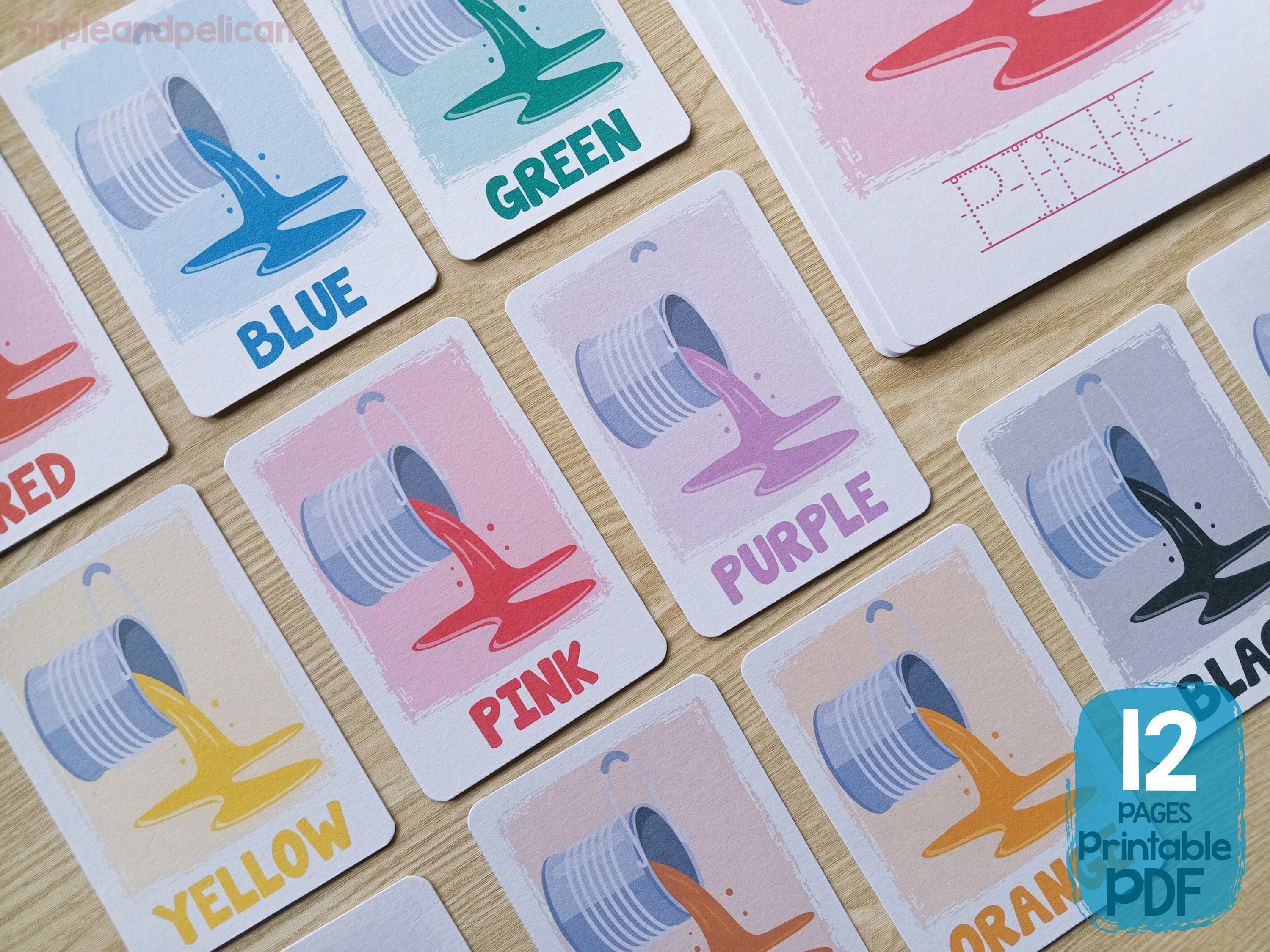 Color Flash Cards Printable Toddler Flashcards, Color Tracing Cards ...