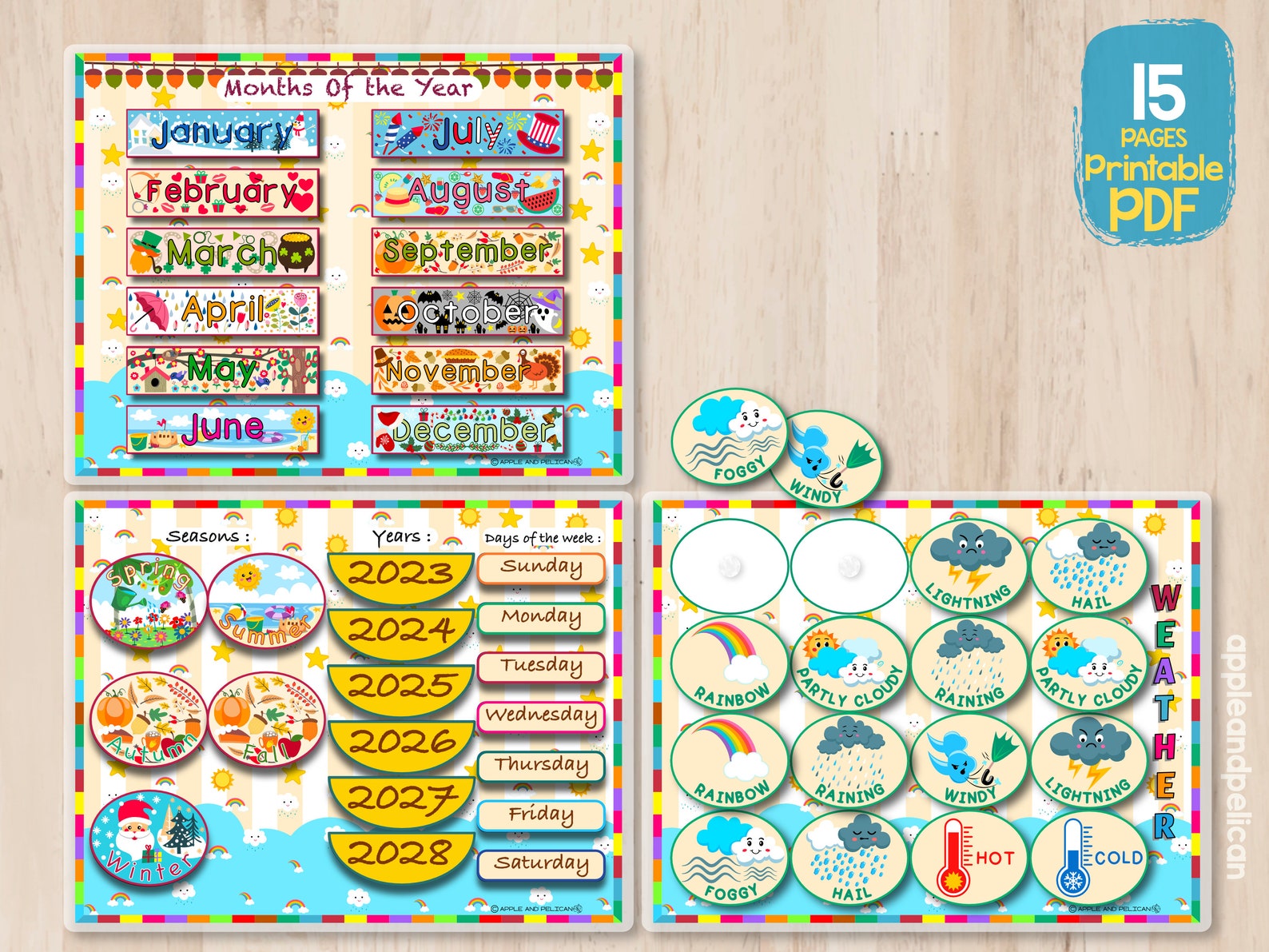 Kids Perpetual Calendar Circle Time Printable Kids Calendar - Etsy