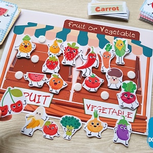 Fruits and Vegetables Sorting Toddler Activity, Printable Educational ...