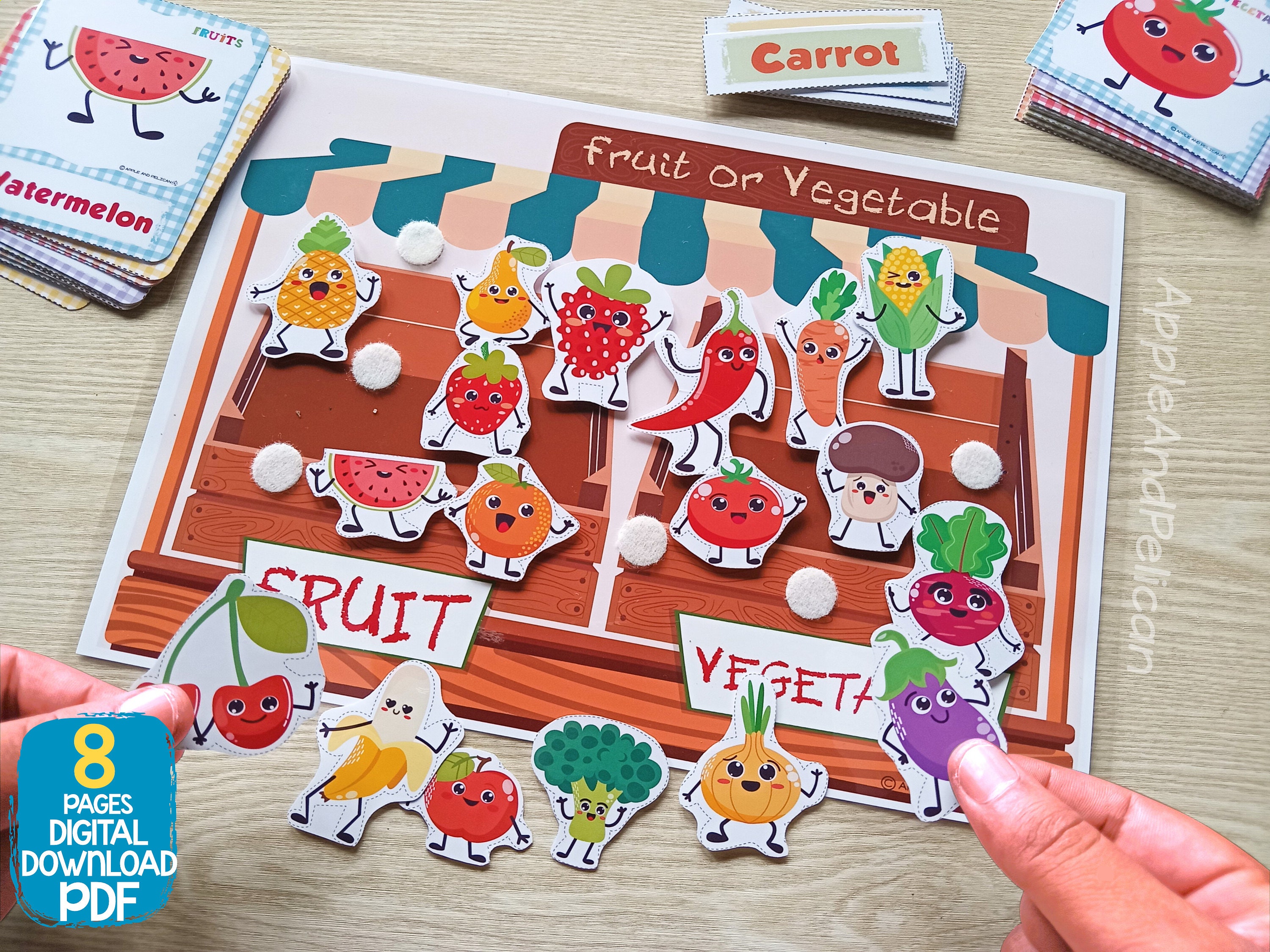 Fruits and Vegetables Sorting Toddler Activity, Printable Educational ...