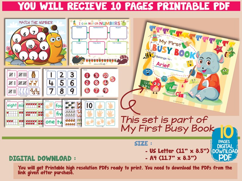 Printable Numbers 1-10 Matching Activity, Counting Activity Worksheets ...