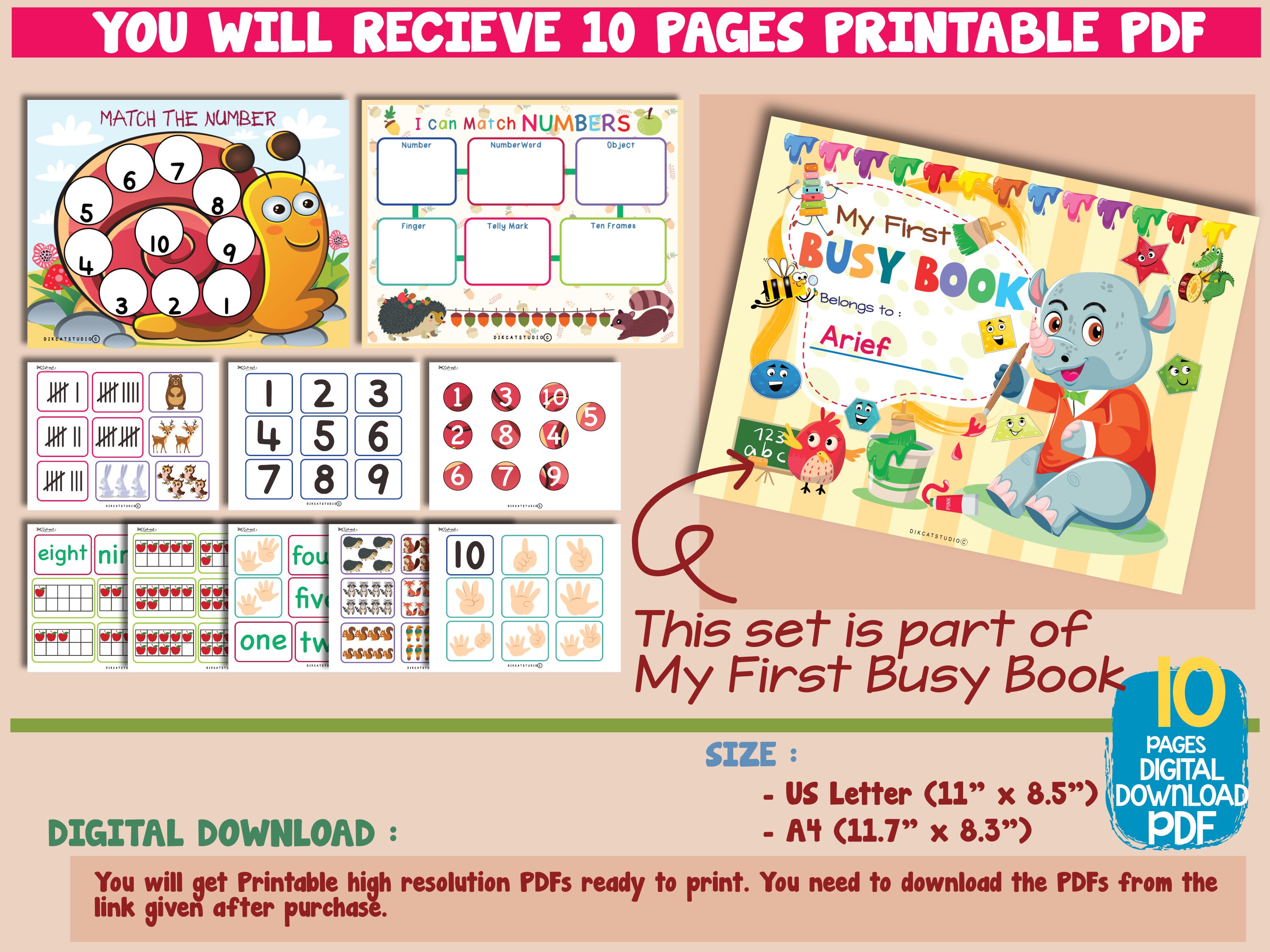 Printable Numbers 1-10 Matching Activity, Counting Activity Worksheets ...