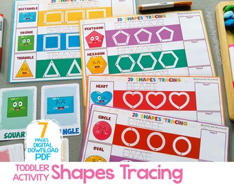 2D Shapes Tracing Cards. Homeschool Printable Learning Activity ...