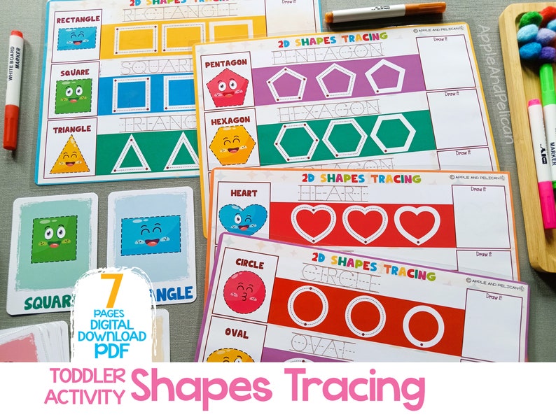 Shape Tracing Activity 2D Shapes Trace Worksheet, Printable Homeschool ...