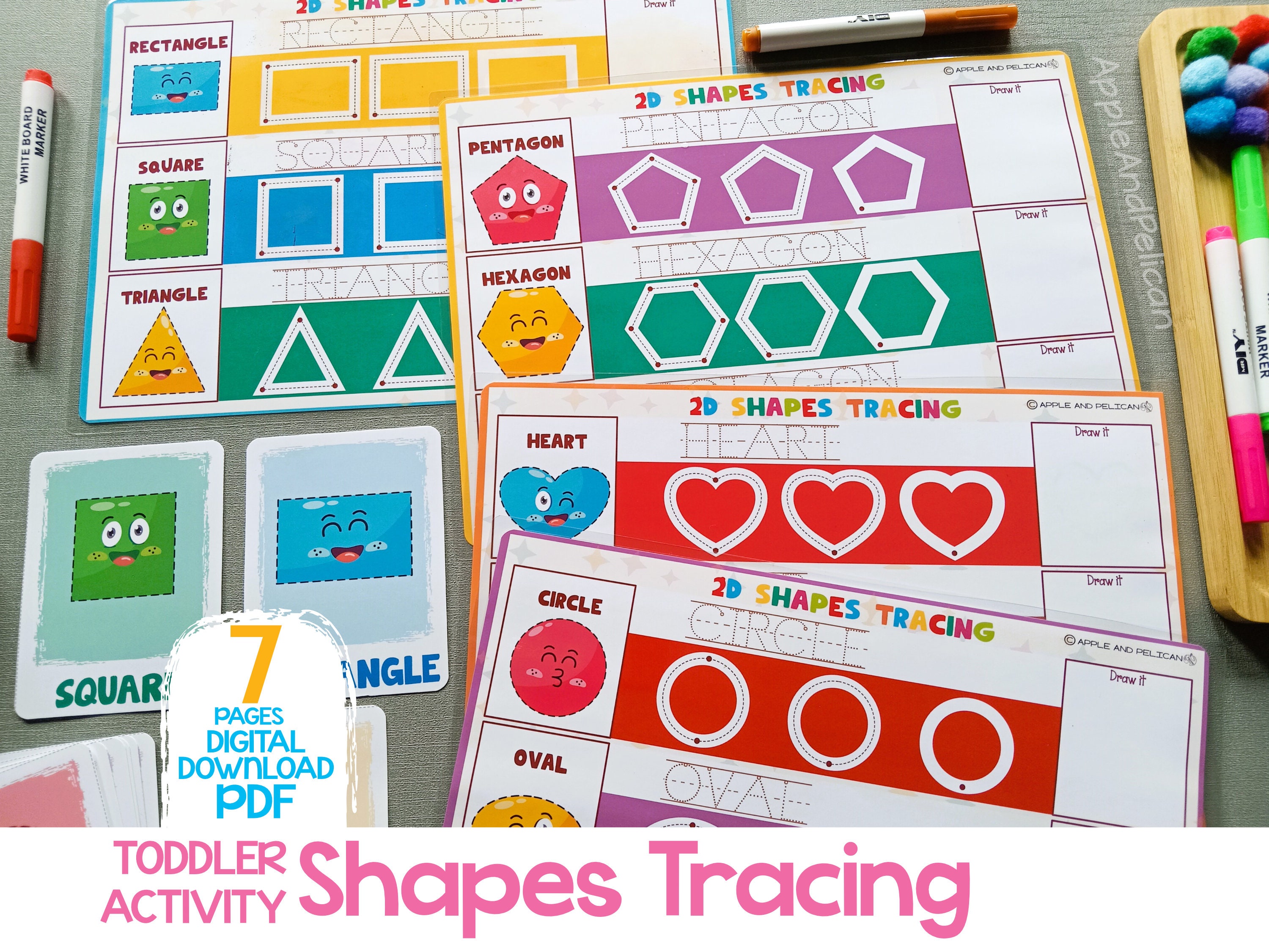 Shape Tracing Activity 2D Shapes Trace Worksheet, Printable Homeschool ...