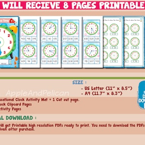 Learn to Tell Time Printable Educational Clock, Kids Printable Clock ...