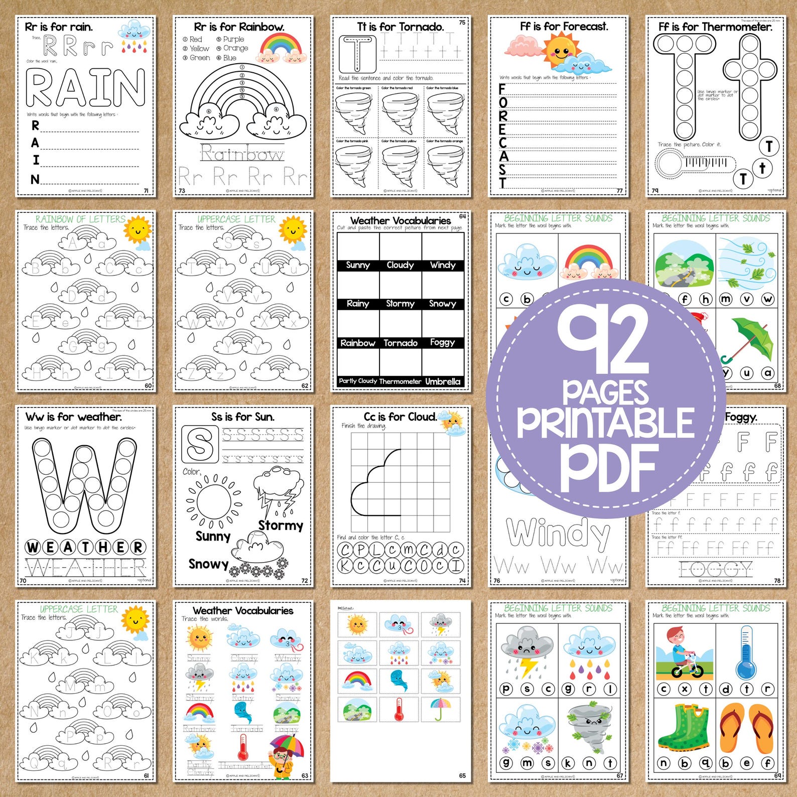 Weather Activity Preschool Kindergarten Workbook, Kids Activity ...