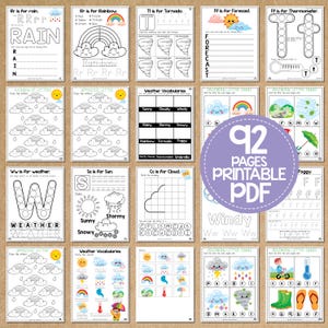 Weather Activity Preschool Kindergarten Workbook, Kids Activity ...