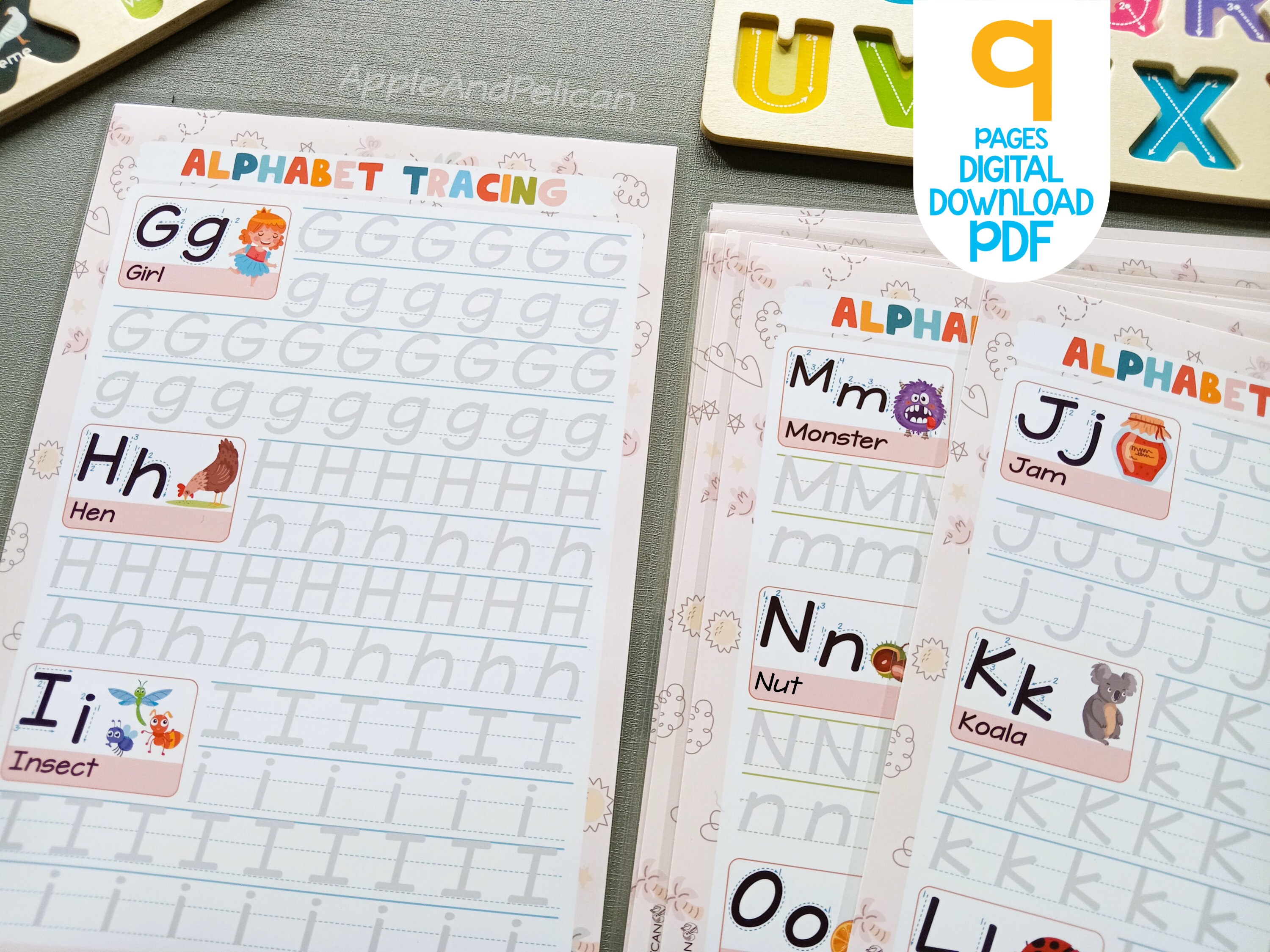 Alphabet ABC Letter Trace Activity Printable, Handwriting Practice ...