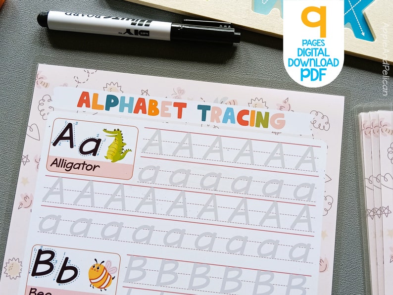 Alphabet ABC Letter Trace Activity Printable, Handwriting Practice ...