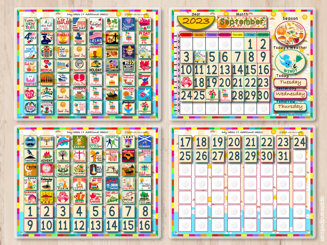 Kids Perpetual Calendar Circle Time Printable Kids Calendar - Etsy