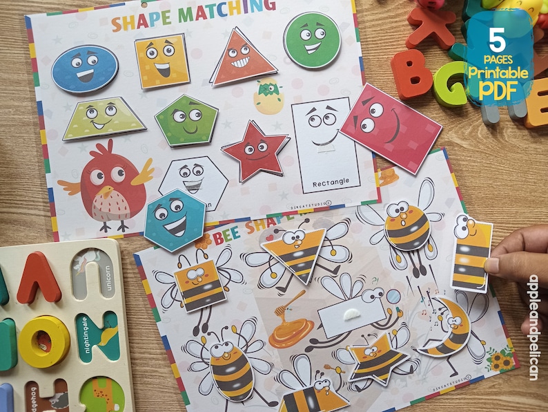 Shapes Matching Activity Printable, Toddler Flash Card, Preschool ...
