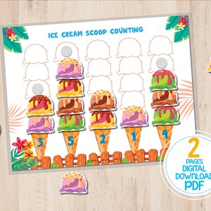 Counting Activity for Toddler, Printable Ice Cream Scoop Count ...
