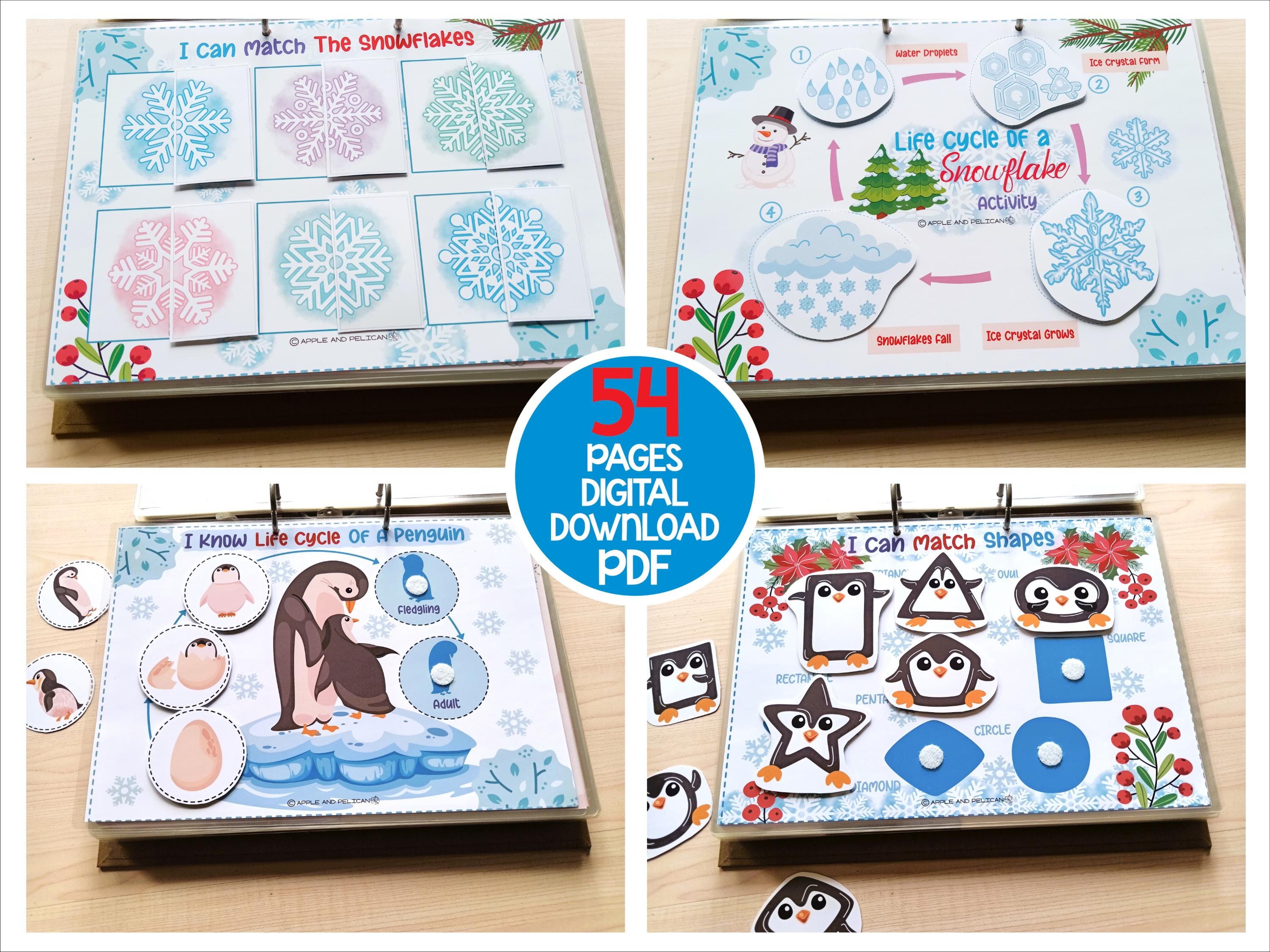 Winter Busy Book Printable, Preschool Learning Binder, Toddler Kids ...