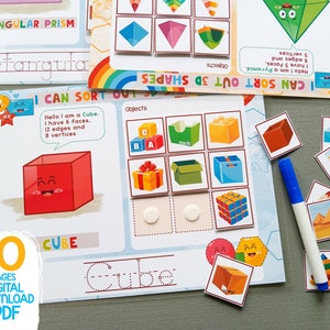3D Shapes Sorting Activities Shapes Matching Game, Toddler Busy Book ...
