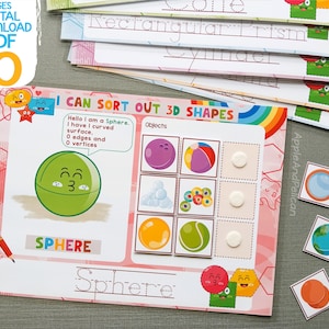 3D Shapes Sorting Activities Shapes Matching Game, Toddler Busy Book ...