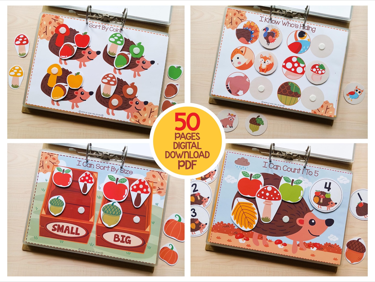 Fall Busy Book Printable, Preschool Learning Binder, Kids Autumn Busy ...