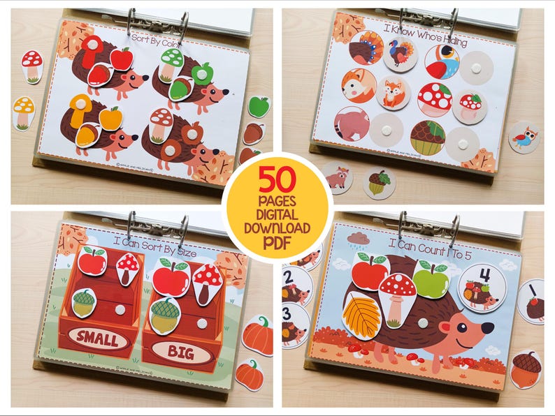 Fall Busy Book Printable, Preschool Learning Binder, Kids Autumn Busy ...