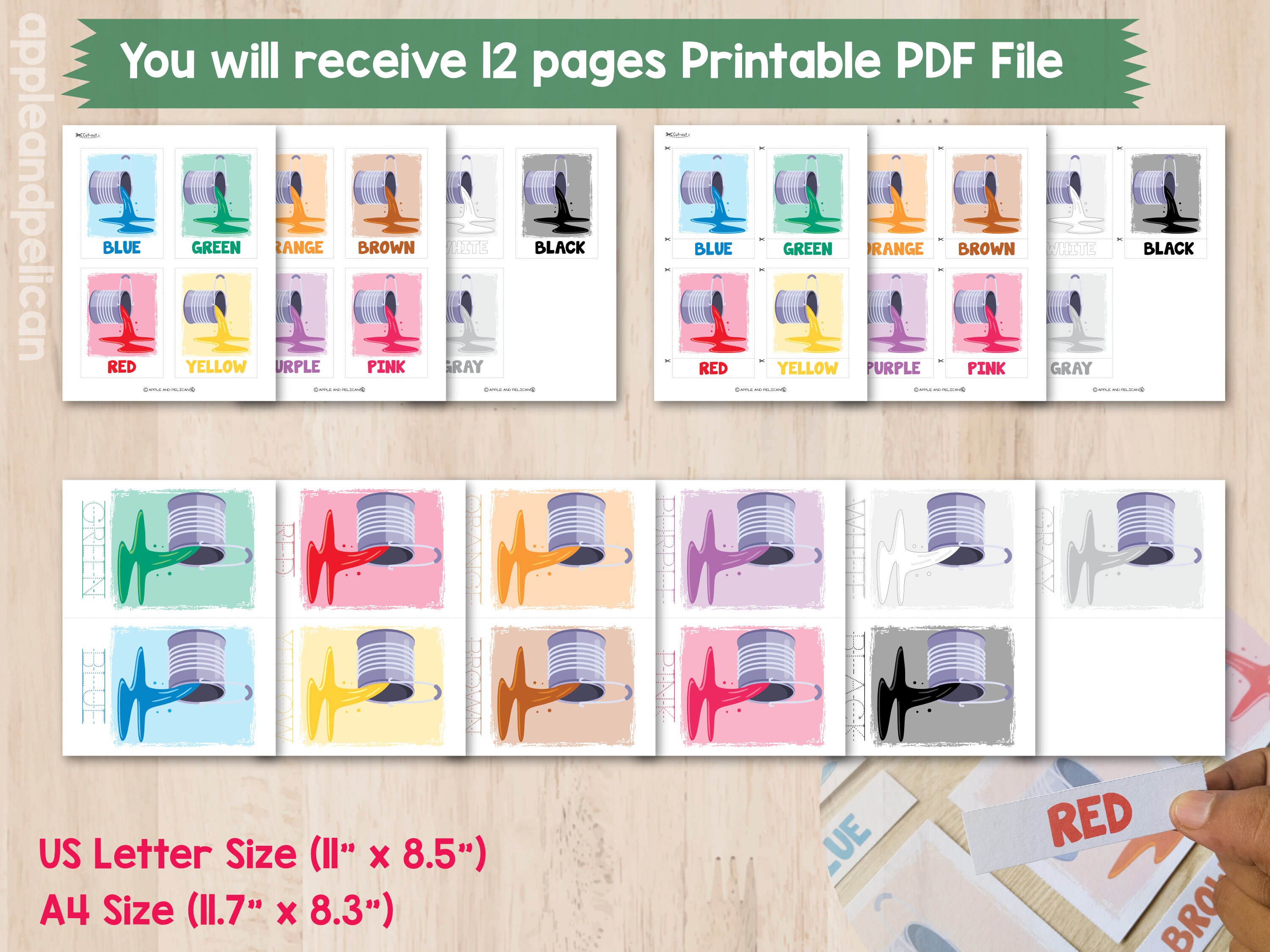 Color Flash Cards Printable Toddler Flashcards, Color Tracing Cards ...