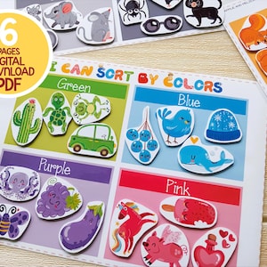 Color Matching Sorting Activity for Kids, Printable Toddler Color ...