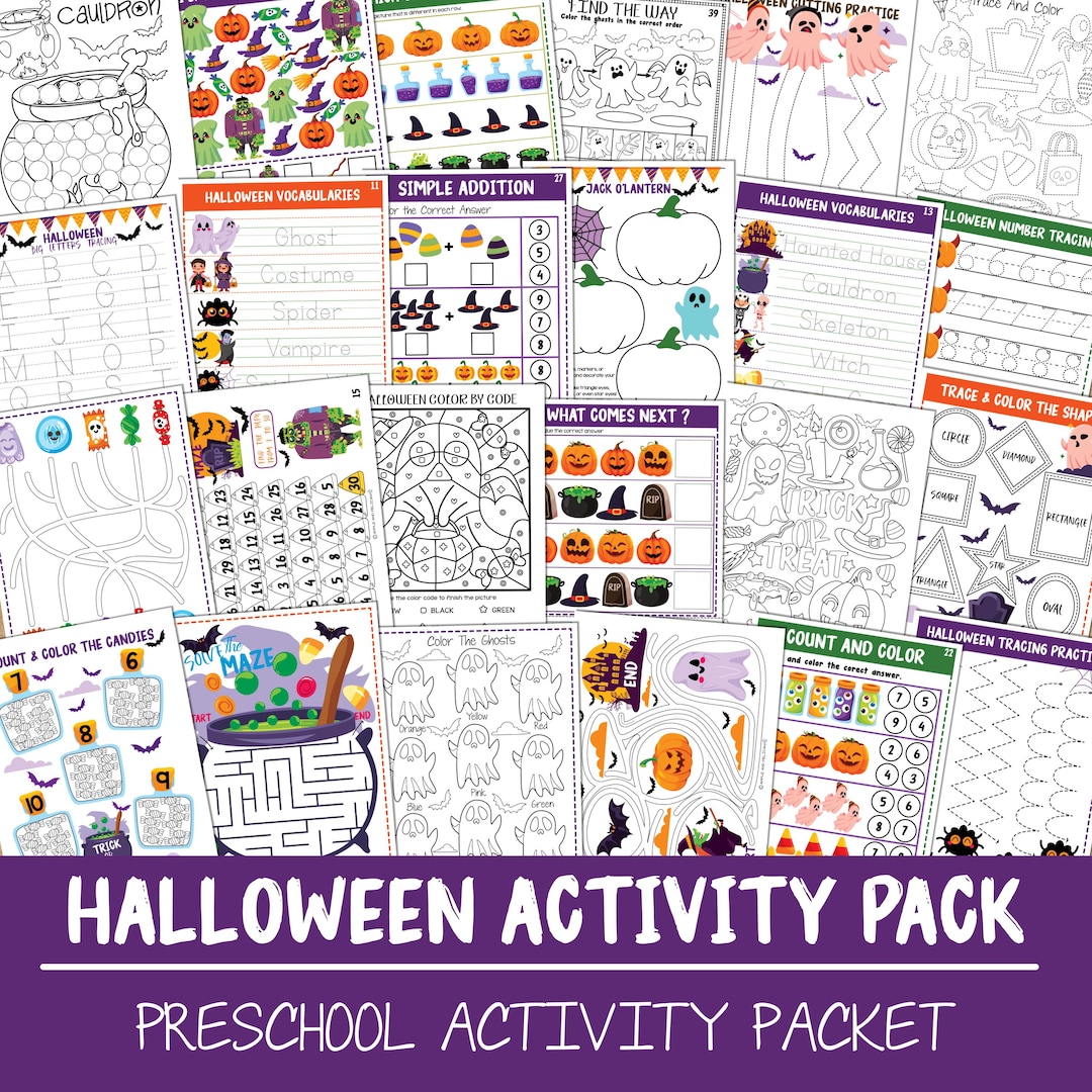 Halloween Printable Kid Activity Preschool Packet, Printable Preschool ...