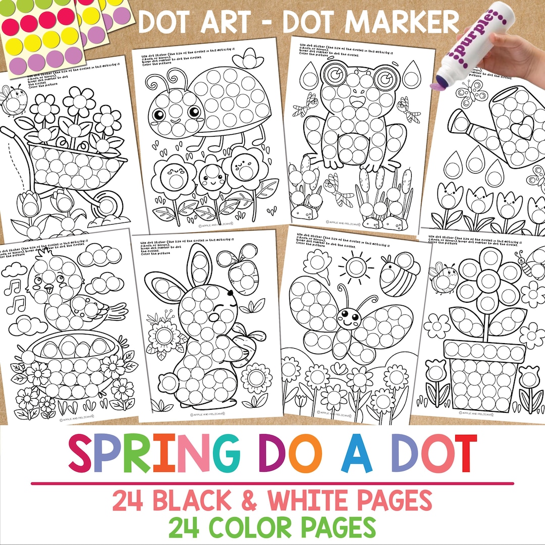 Spring Do a Dot Marker Coloring Pages for Kids, Do A Dot Activity, Dot ...