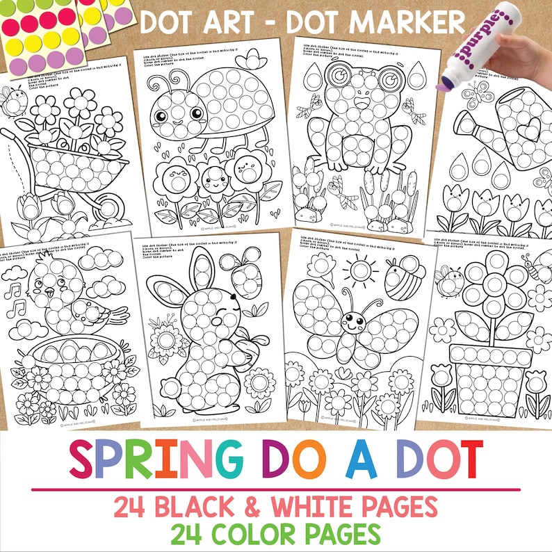 Spring Do a Dot Marker Coloring Pages for Kids, Do A Dot Activity, Dot ...