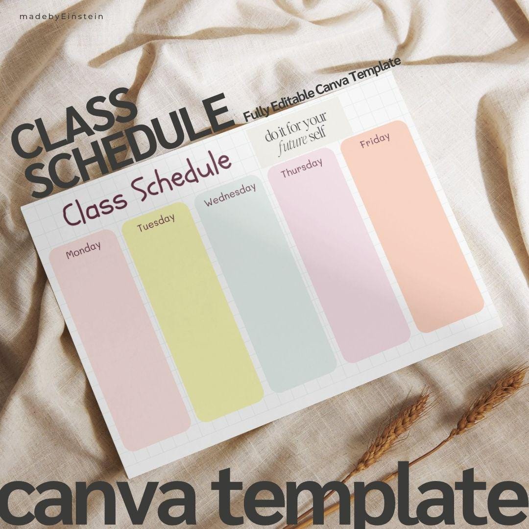 Editable Class Schedule Template | Canva Student Planner | Weekly ...