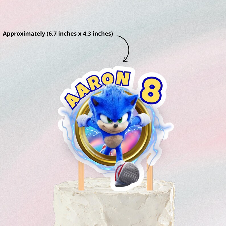 Sonic Hedgehog Cake Topper, PNG and PDF Custom Download, Kids Birthday ...