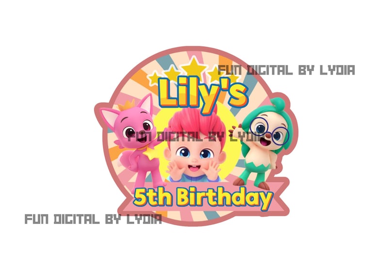 Custom Bebefinn, Hogi, and Pinkfong Cake Topper Personalized Digital ...