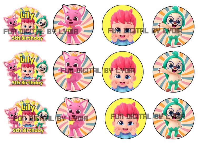 Custom Bebefinn, Hogi, and Pinkfong Cake Topper Personalized Digital ...