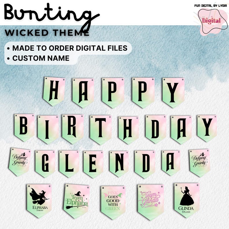 Wicked Themed Printable Birthday Banner PNG & PDF File, Custom Name - Etsy