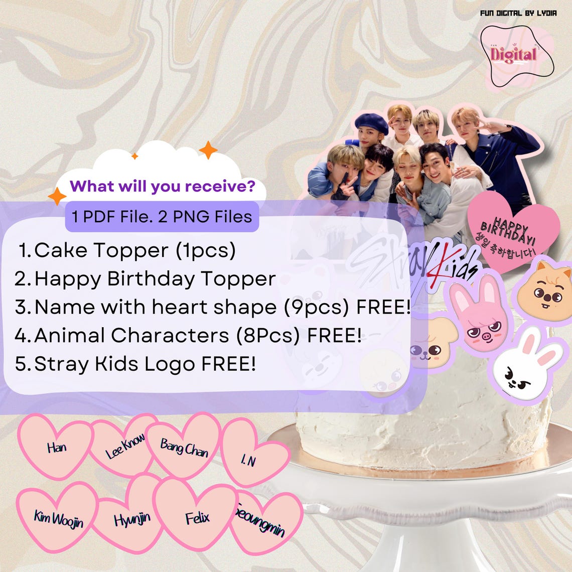 DIY Kpop Stray Kids Birthday Cake Decoration Topper, Instant Digital ...
