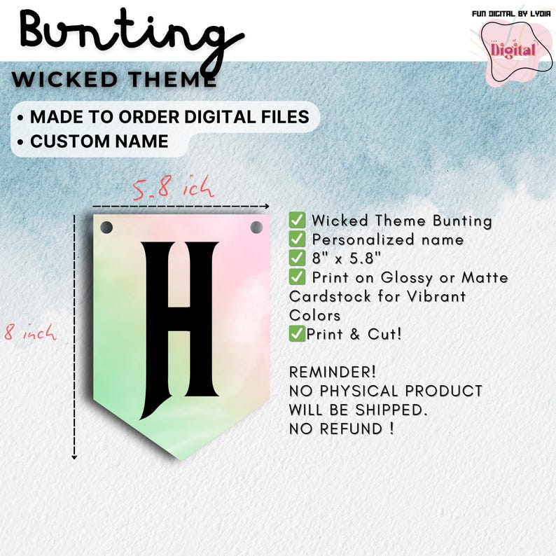 Wicked Themed Printable Birthday Banner PNG & PDF File, Custom Name - Etsy