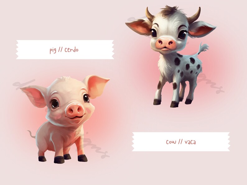 Adorable Animals Farm Friends Clipart Pack Transparent PNG Commercial ...
