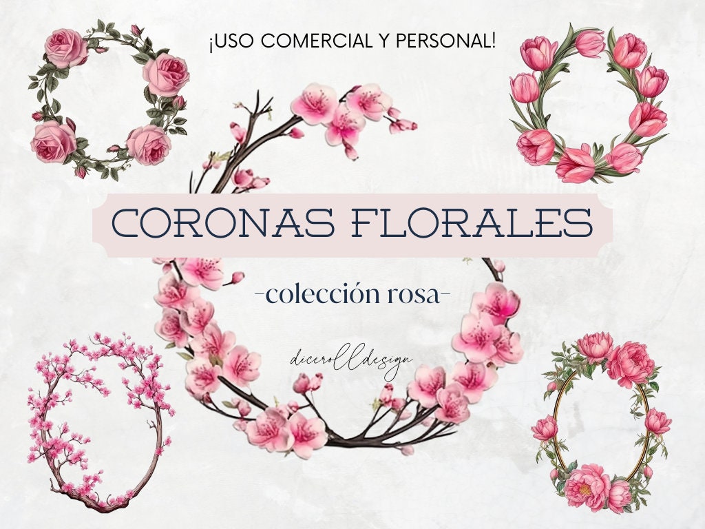 Pink Floral Wreaths Clipart Frames Round Borders Flower Roses Peonies ...