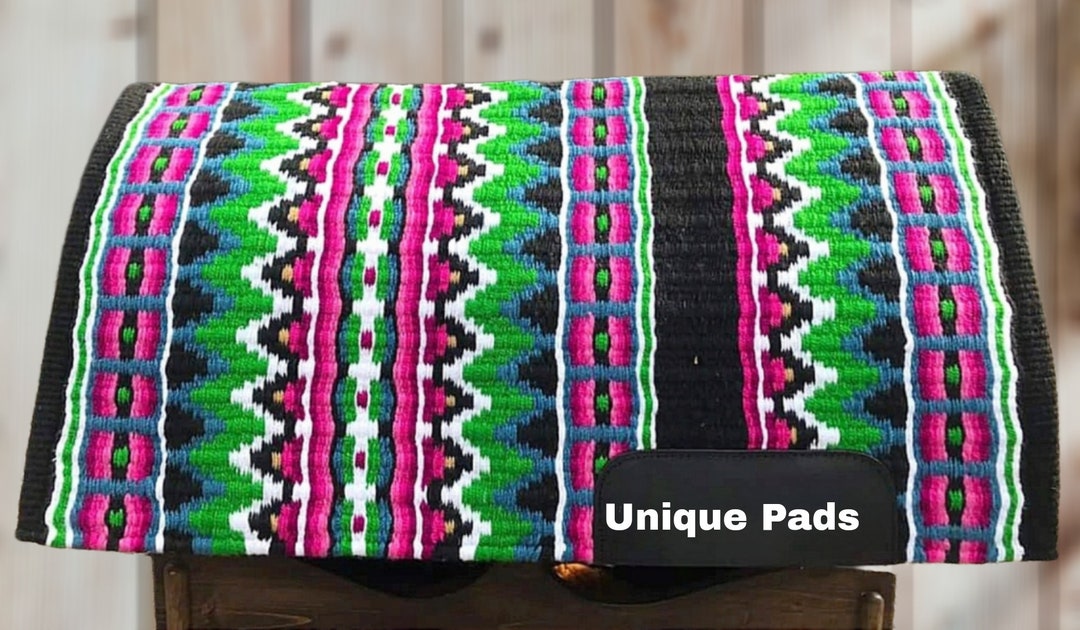 Green and Pink Western Show Pad Saddle Blanket Saddle Pad Ranch Pad ...
