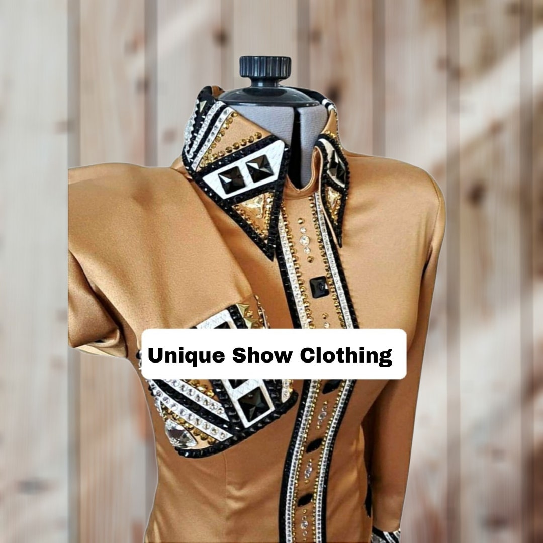 Gold Western Show Shirt With Precious Glass Applique Cream Western Shiw ...