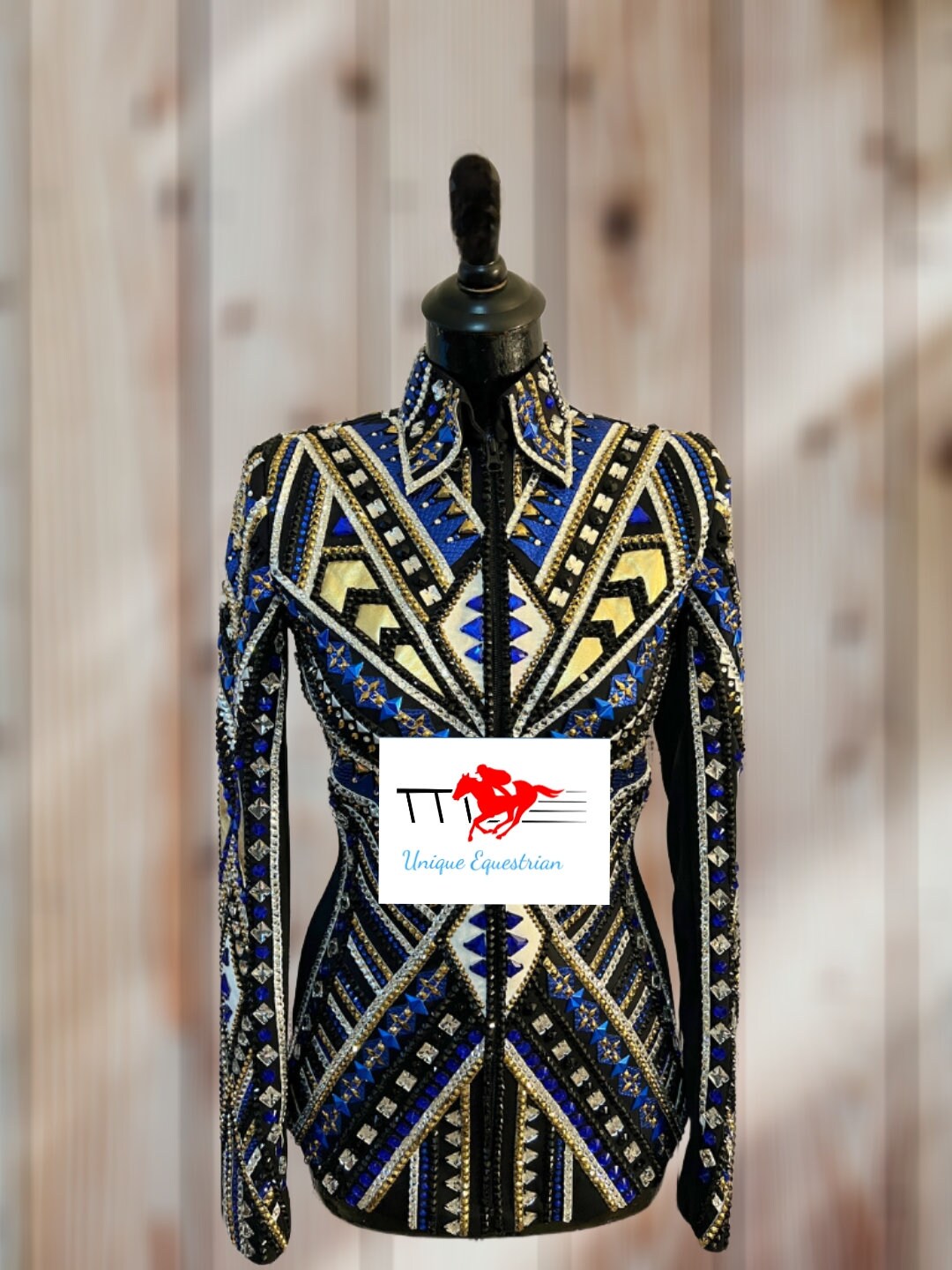 Blue and Gold With Black Base Western Show Jacket Western Blue Colour ...