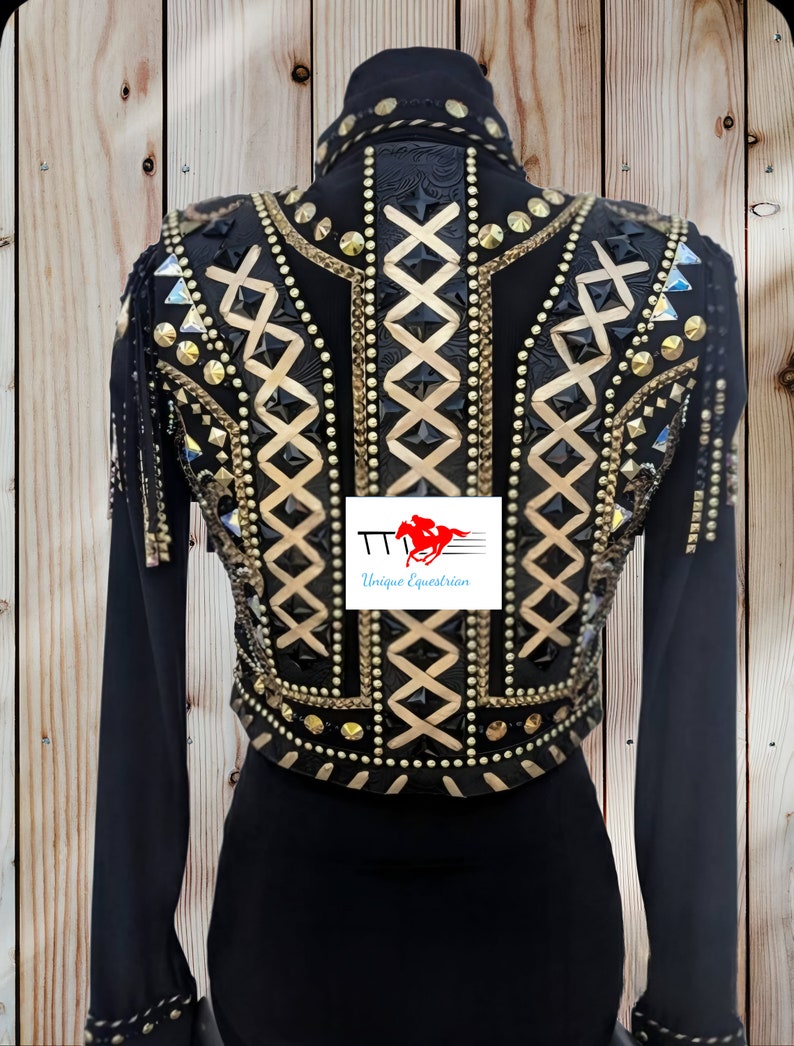 Golden With Black Base Rodeo Queen Western Show Bolero With Matching ...